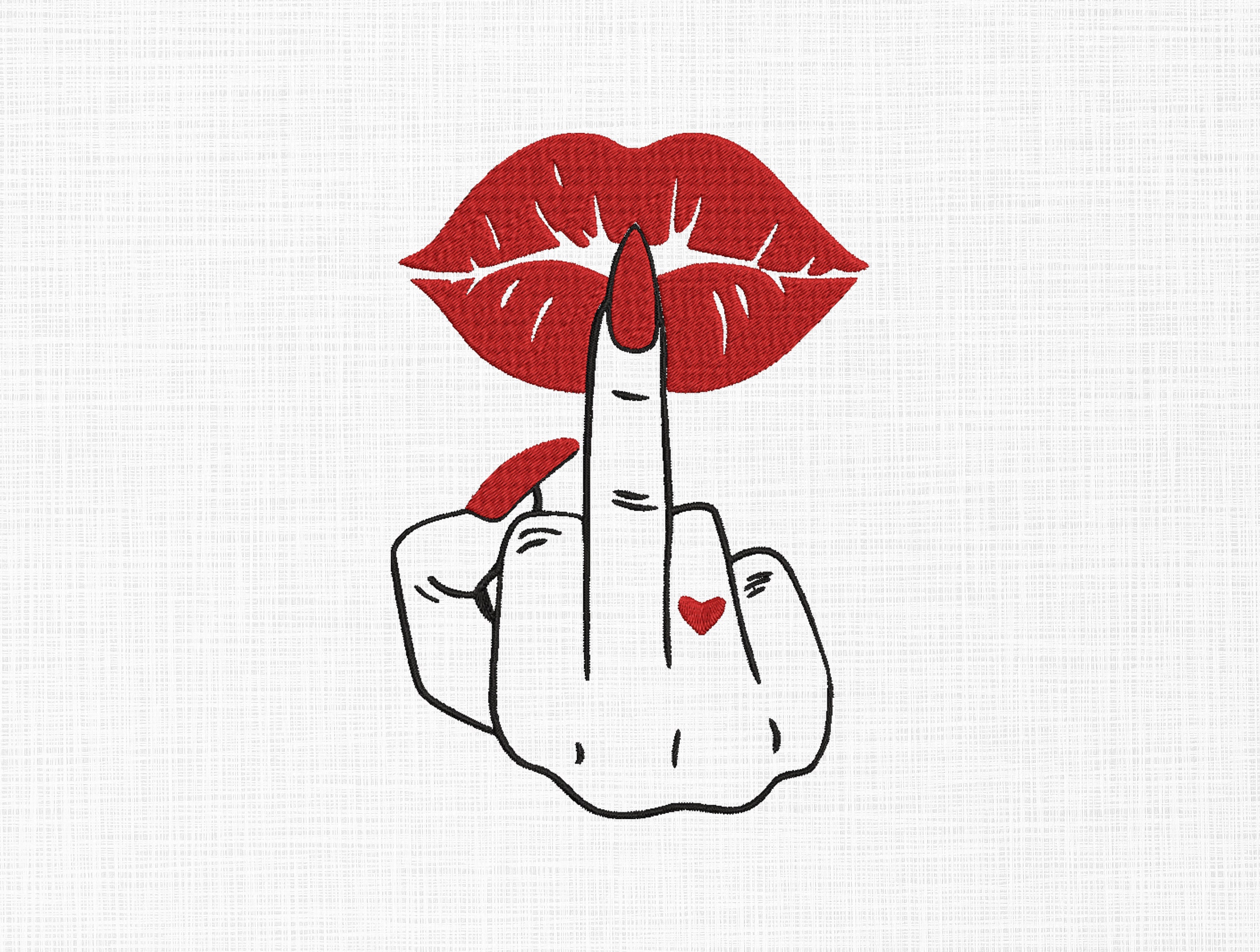 Middle Finger On Lips Embroidery Design Shut The Fuck Up Etsy