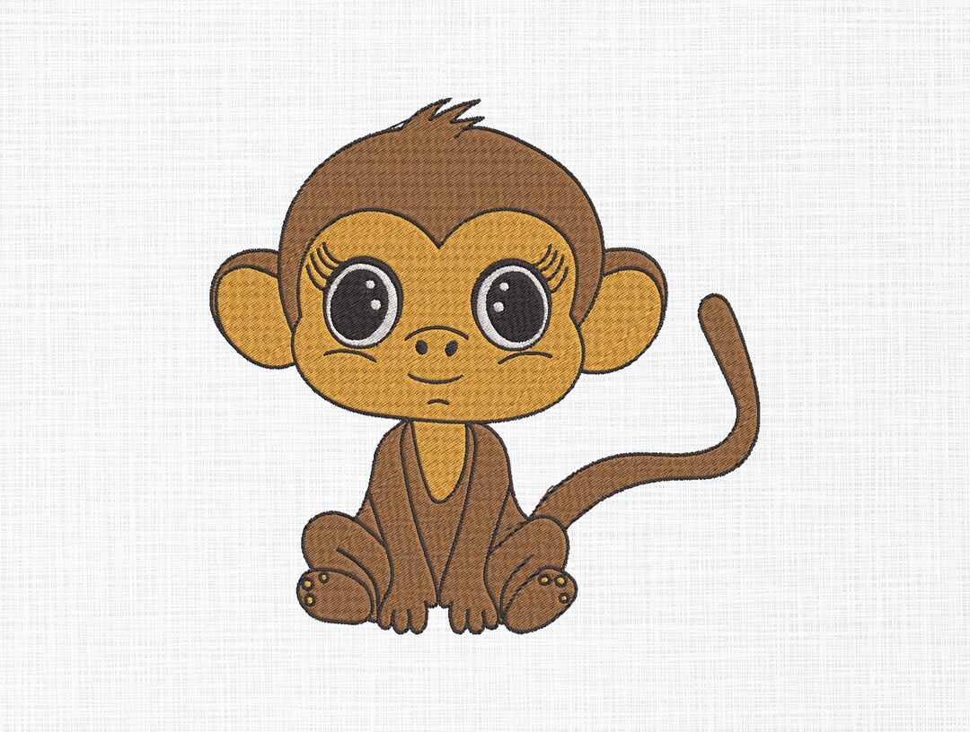 Baby Monkey Embroidery Design Cute Monkey Embroidery Design Animals ...