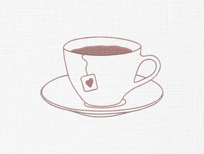 Cup of Tea Embroidery Design Cup Line Art Embroidery Design - Etsy