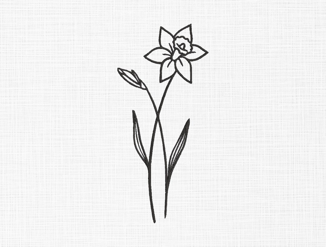 Daffodil Flower Embroidery Design Line Art Embroidery Design Flower ...