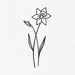 Daffodil Flower Embroidery Design Line Art Embroidery Design Flower ...