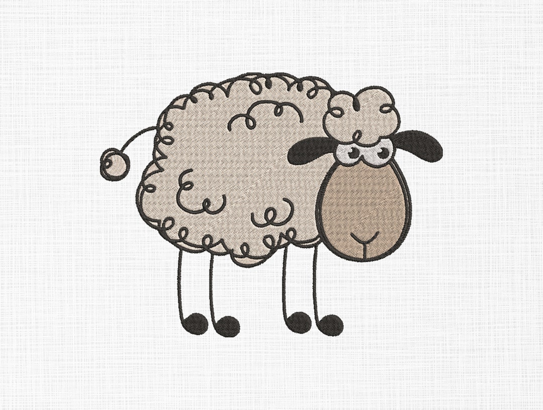 Baby Sheep Embroidery Design Flat Sheep Embroidery Design Cute Sheep ...