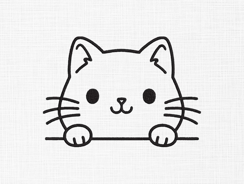 Cute Cat Monogram Embroidery Design Cat Line Art Embroidery Design Cute ...