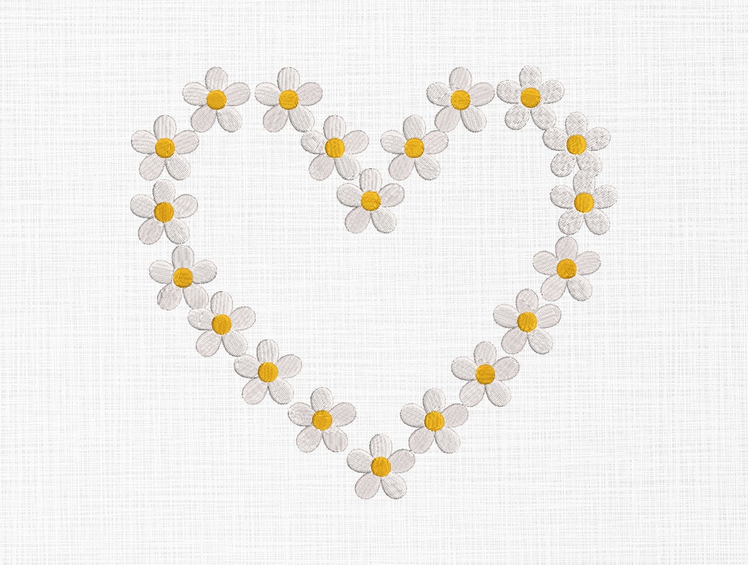 Daisy Flower Heart Embroidery Design Daisy Embroidery Design Summer ...