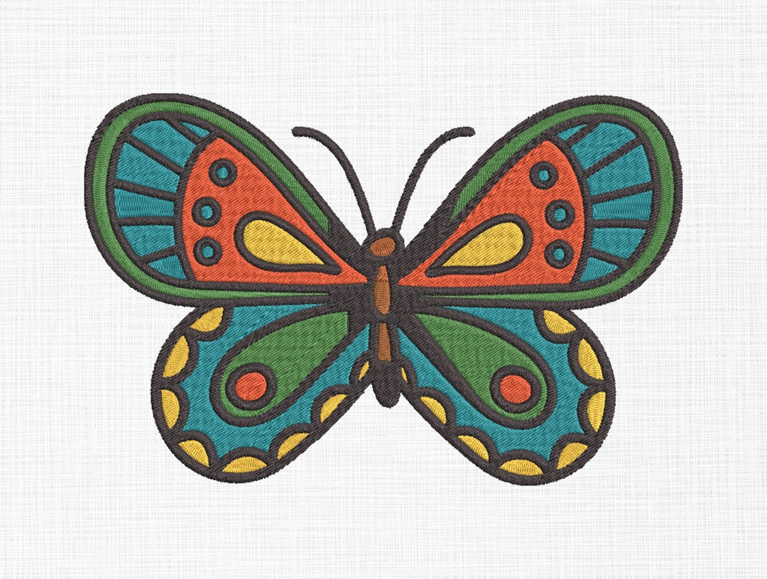 Colorful Butterfly Embroidery Design Cute Butterfly Embroidery Design ...