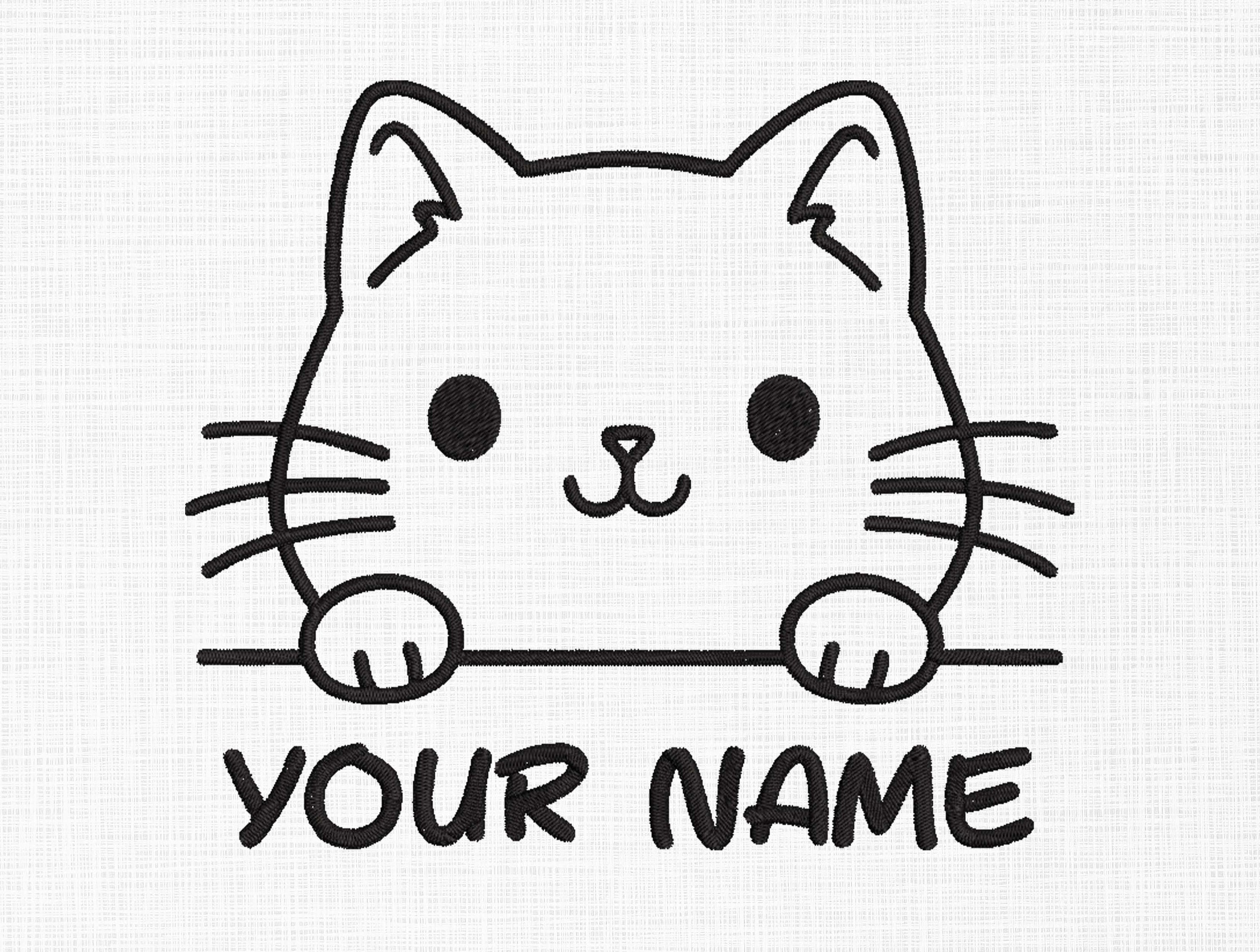 Cute Cat Monogram Embroidery Design Cat Line Art Embroidery - Etsy