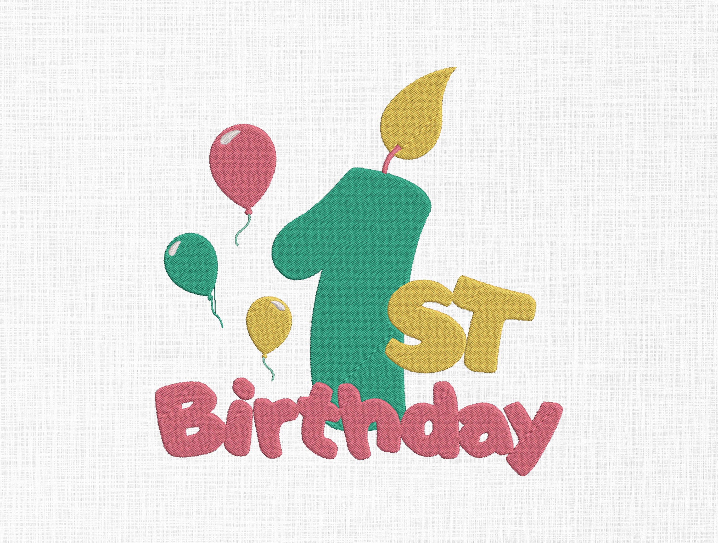 1st Birthday Embroidery Design Birthday Embroidery Design 1st - Etsy