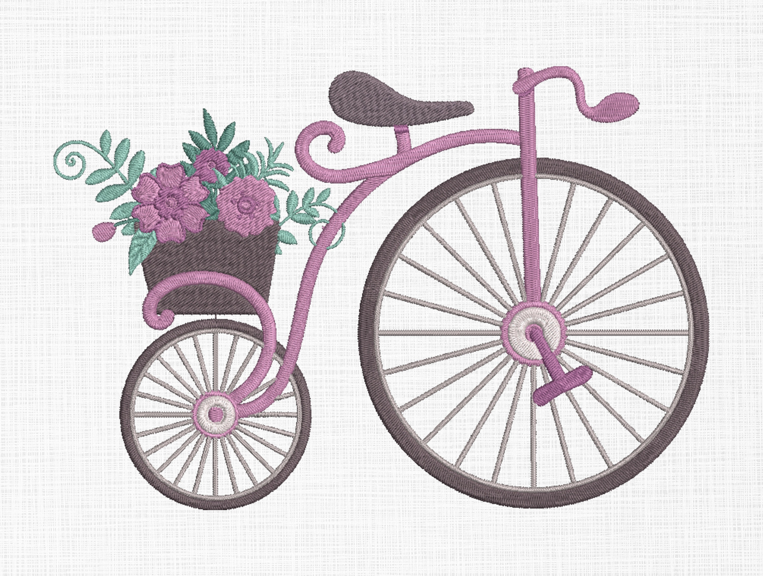 Vintage Bicycle With Flowers Basket Embroidery Design Vintage Cycle ...