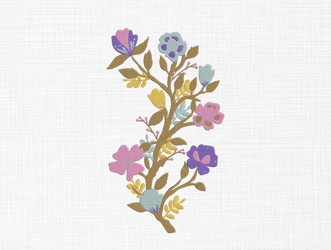 Spring Tree Branch Embroidery Design, Flower Branch Embroidery Design ...