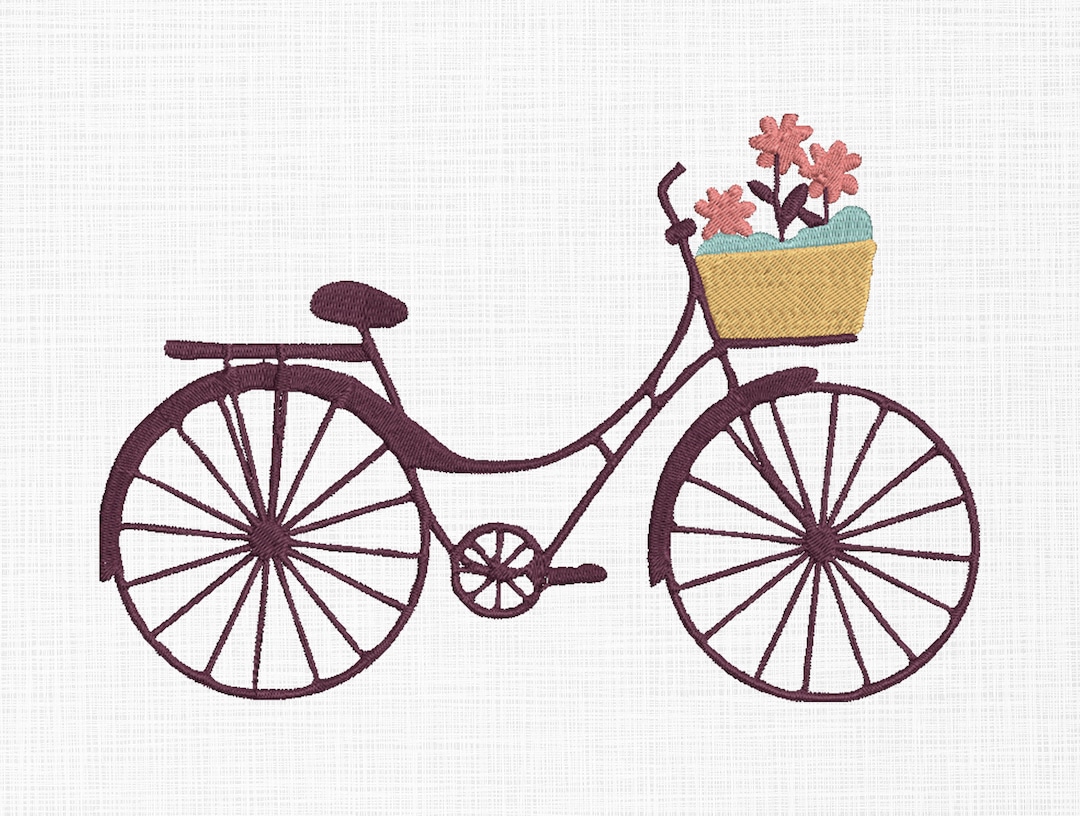 Bicycle With Flowers Embroidery Design Bicycle Machine Embroidery ...