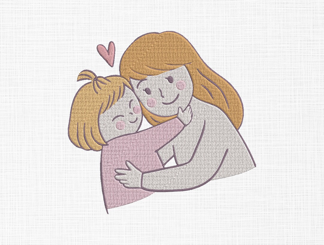Mother With Child Embroidery Design Mother's Day Embroidery Design ...