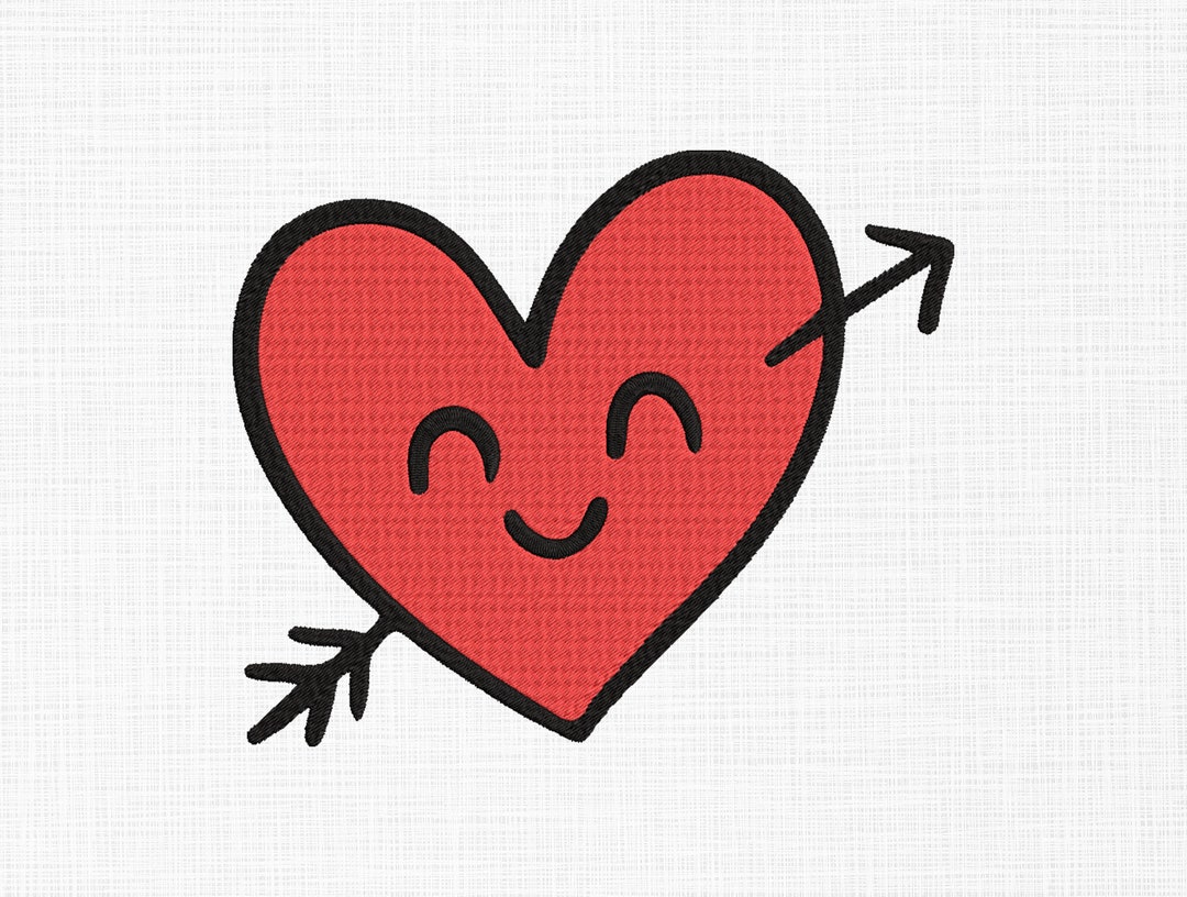 Heart Embroidery Design Cute Heart Embroidery Design Heart With Arrow ...
