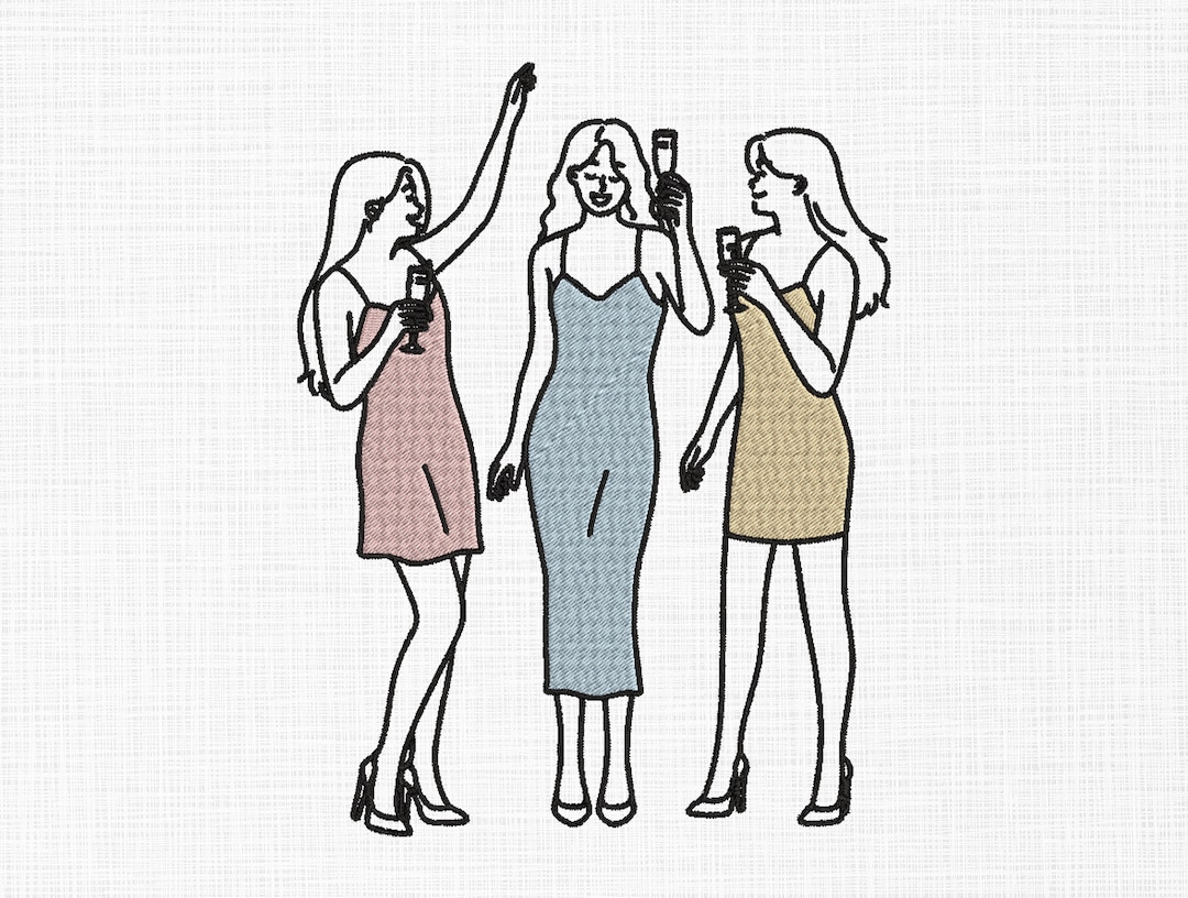 Girlfriends Embroidery Design Embroidery File Friends Girls and Party ...