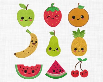Cute Fruits Bundle Embroidery Design Cute Fruits Face Embroidery Design ...