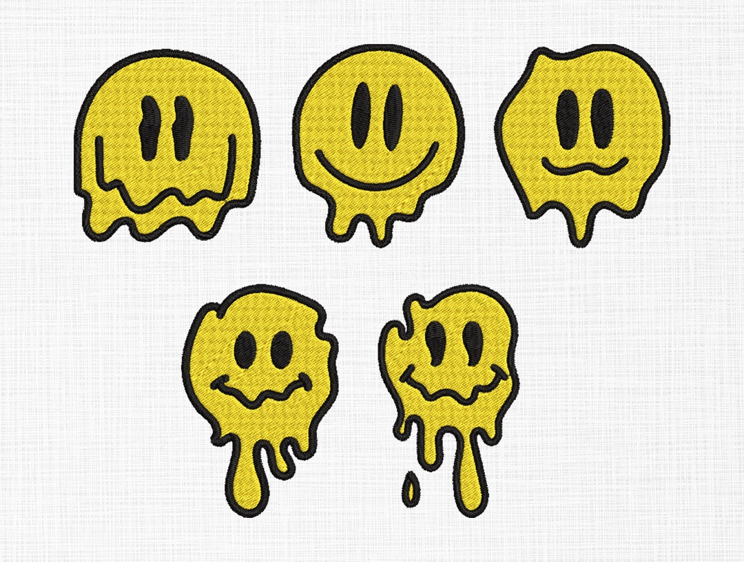 Melted Smiley's Bundle Embroidery Design Melted Emjoi Faces Embroidery ...