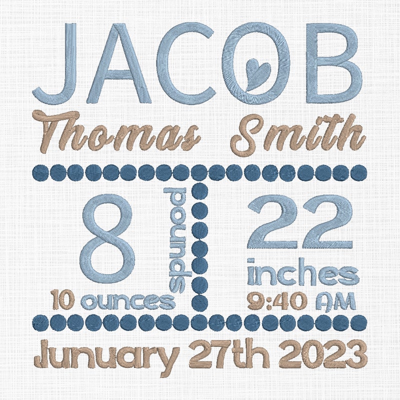 Embroidery Birth Announcement - Etsy