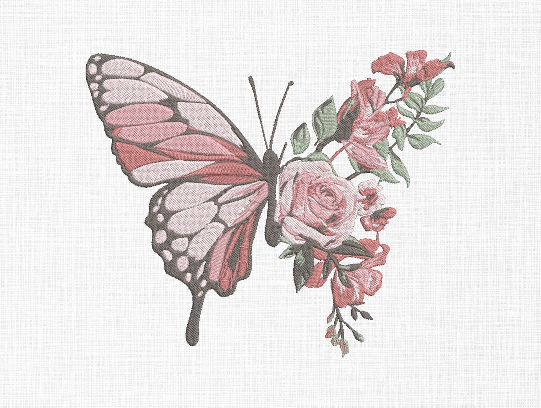 Flower Butterfly Embroidery Design Butterfly Machine Embroidery Design ...