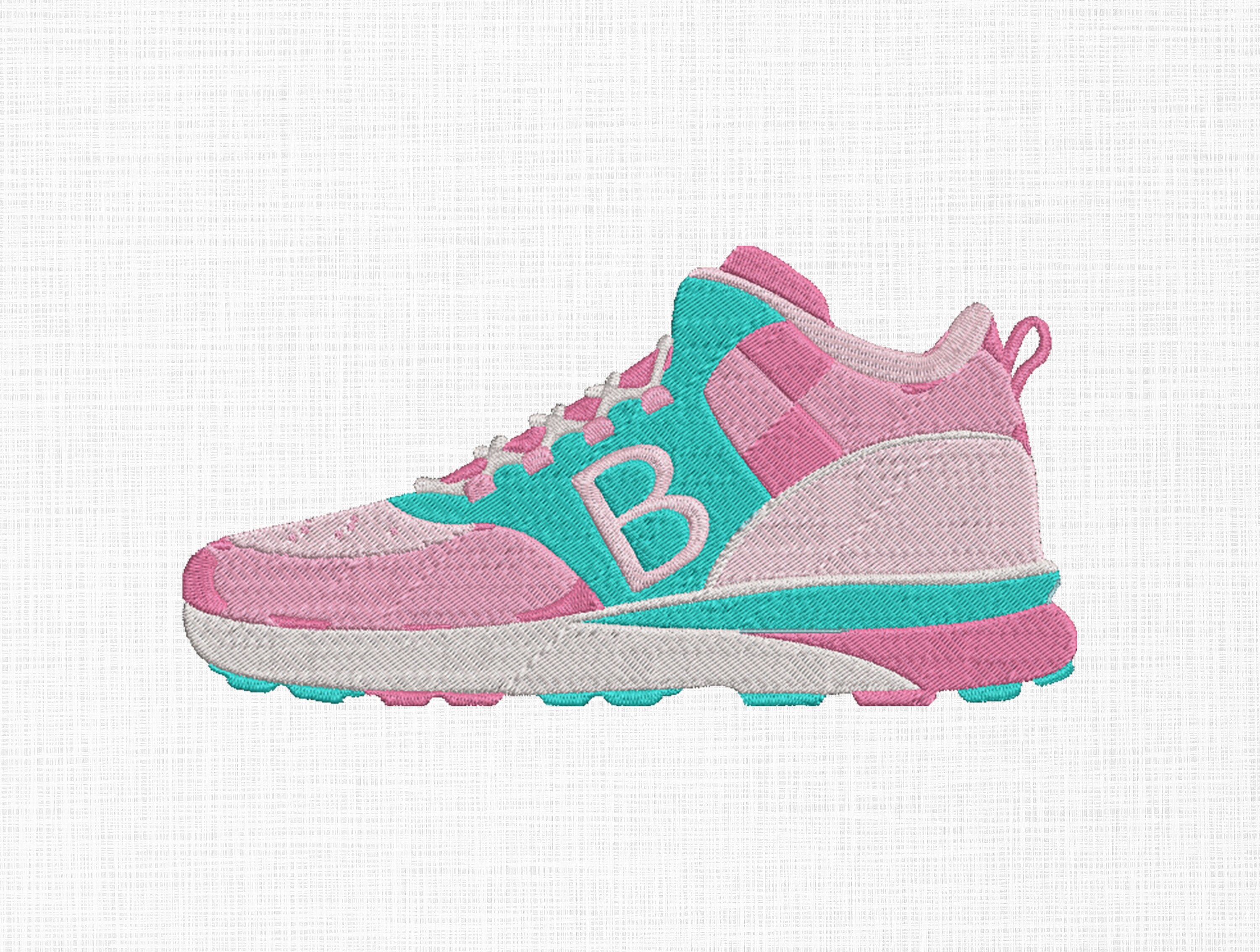 Girls Pink Sneakers Embroidery Design Joggers Embroidery Design Shoes ...