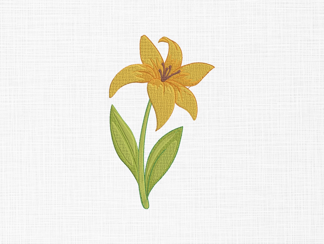 Lily Embroidery Design Flower Embroidery Designs Yellow Lily Embroidery ...