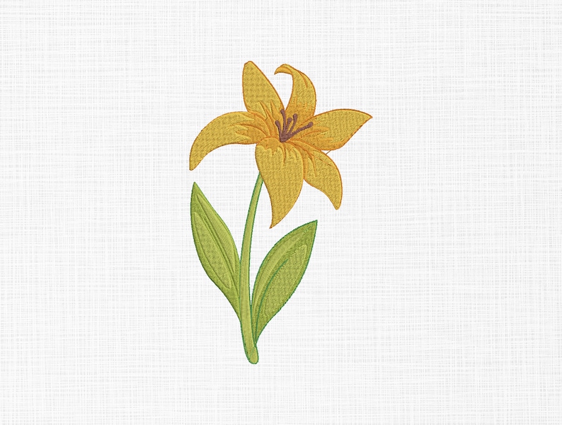 Lily Embroidery Design Flower Embroidery Designs Yellow Lily - Etsy