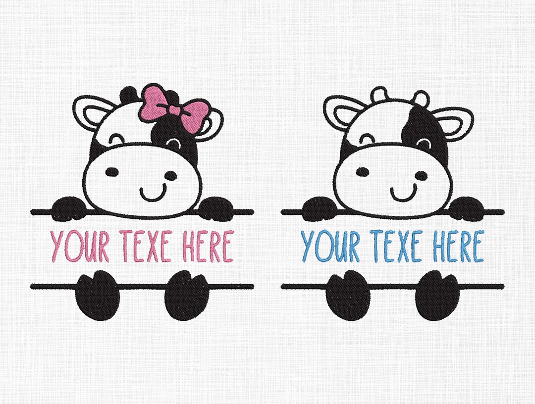 Cute Baby Cow Monogram Embroidery Design Cow With Bow Monogram ...