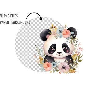Watercolor Floral Baby Panda Clipart Bundle Baby Panda Clipart 6 ...