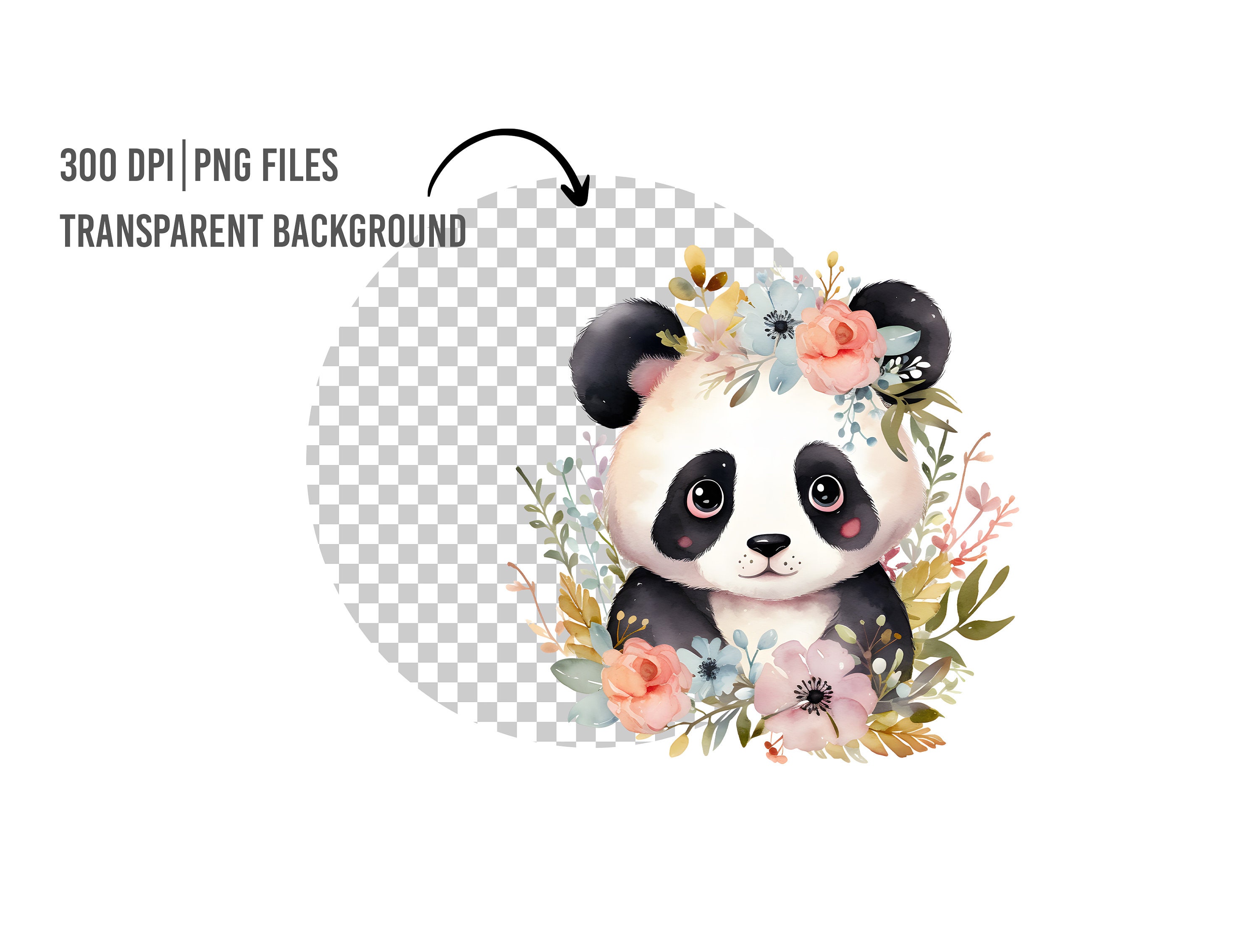 Watercolor Floral Baby Panda Clipart Bundle Baby Panda Clipart - Etsy