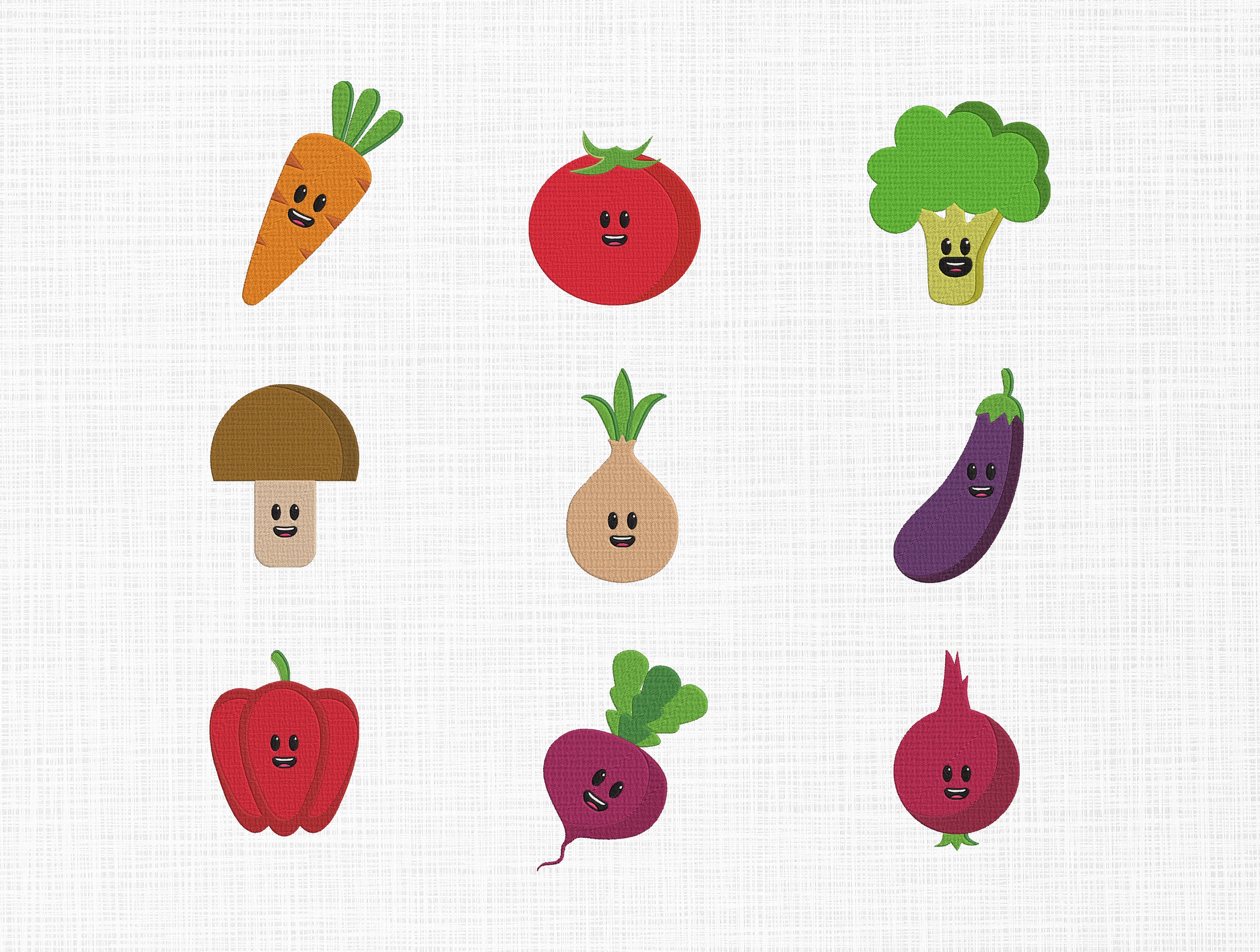 Cute Vegetables Bundle Embroidery Design Cute Vegetables Face - Etsy