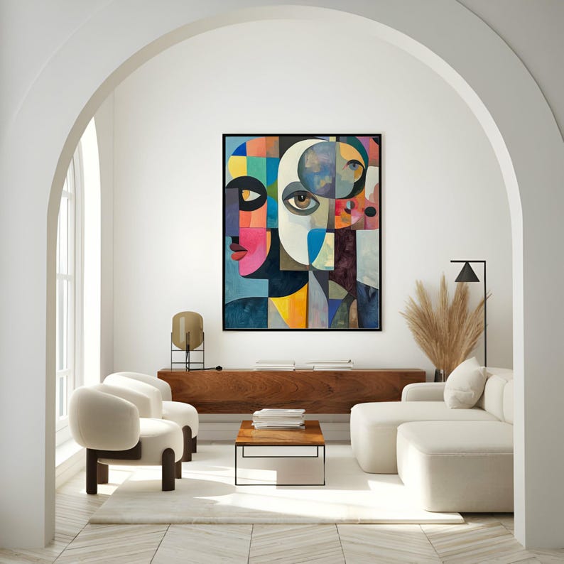 Modern Abstract Faces Digital Wall Art Cubist Style Printable Poster ...