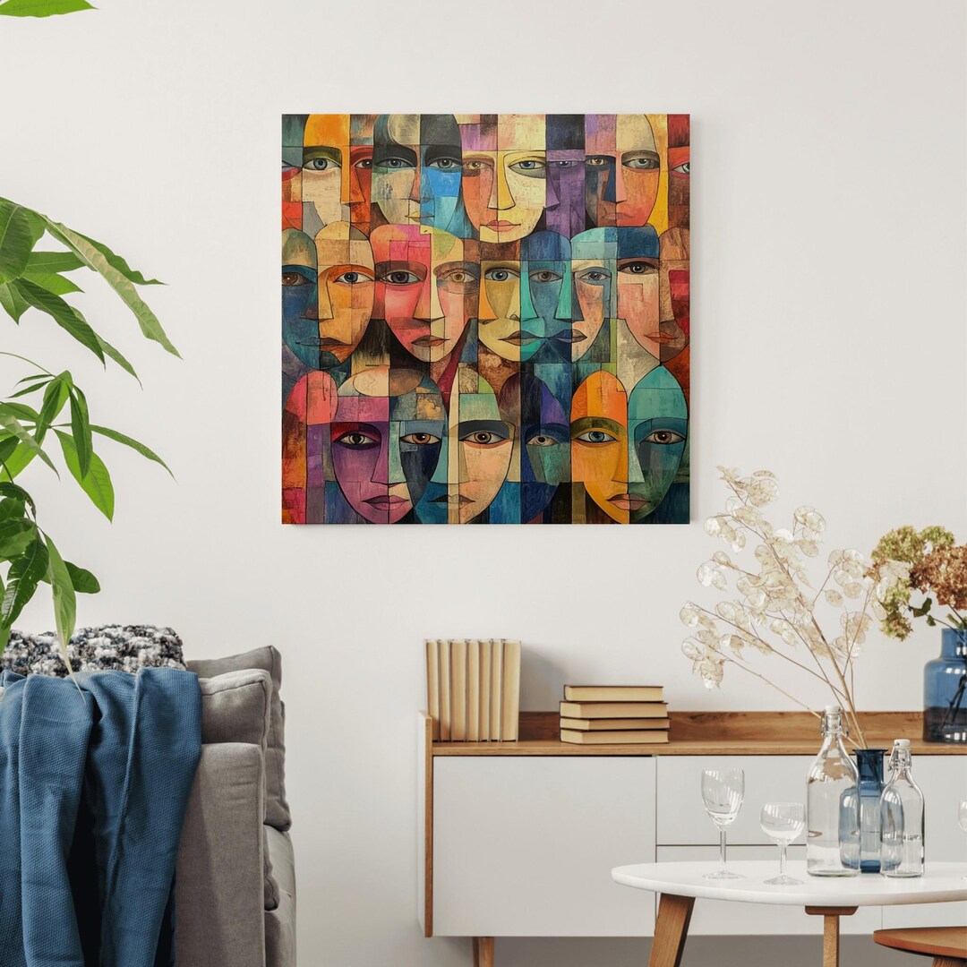 Colorful Abstract Faces Digital Wall Art | Modern Geometric Printable ...