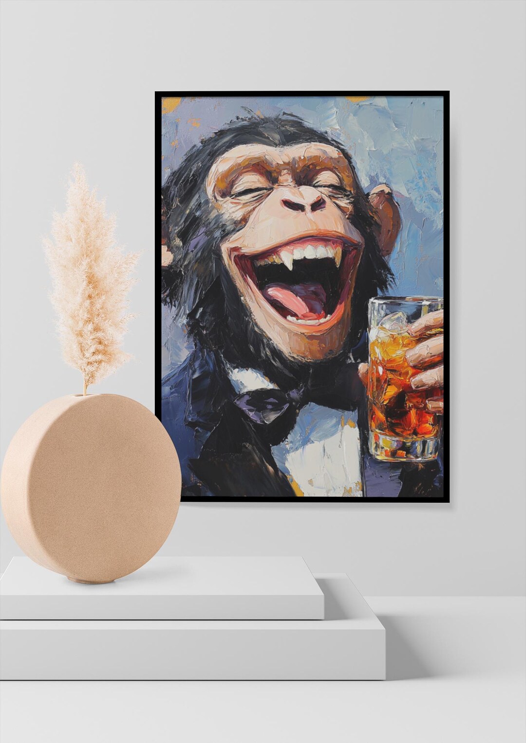 Dapper Chimp – Framed Whiskey & Laughter Artwork - Etsy