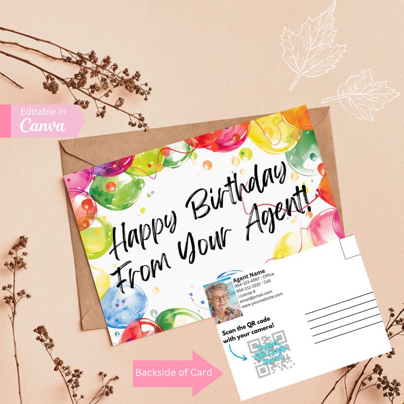 Customizable Birthday Postcard Template: Realtor & Agent Marketing ...