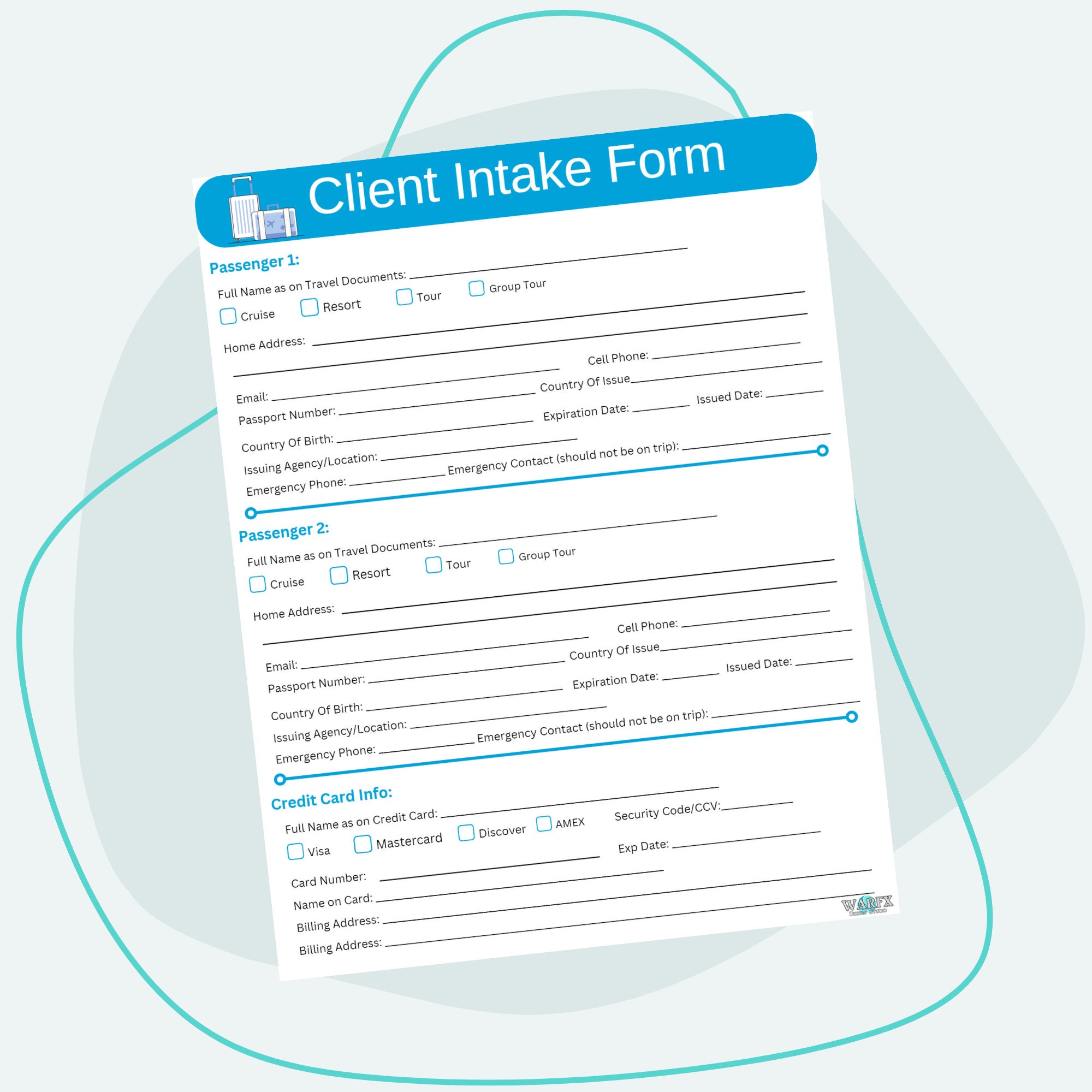 Client Intake Form for Travel Agents, Fillable & Printable, Simple ...