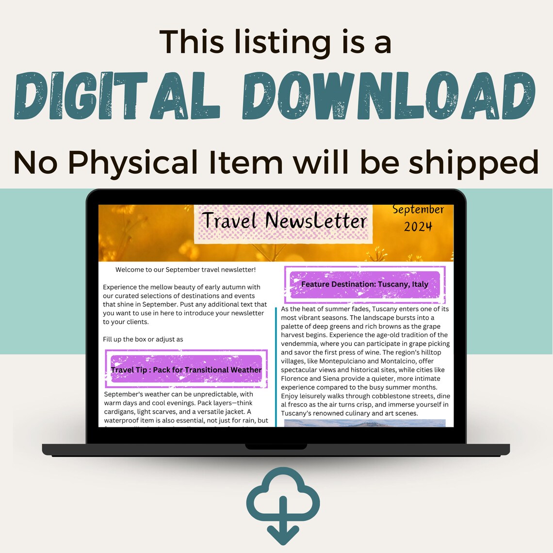 Travel Agent Newsletter Template: September Tuscany Edition (edit in ...