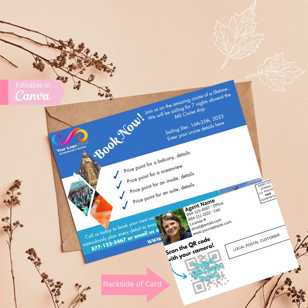 Plantilla de Postal Tarjeta de Nota Canva Agente de Viajes - Etsy España