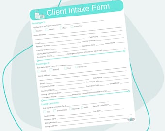 Client Intake Form for Travel Agents, Fillable & Printable, Simple ...