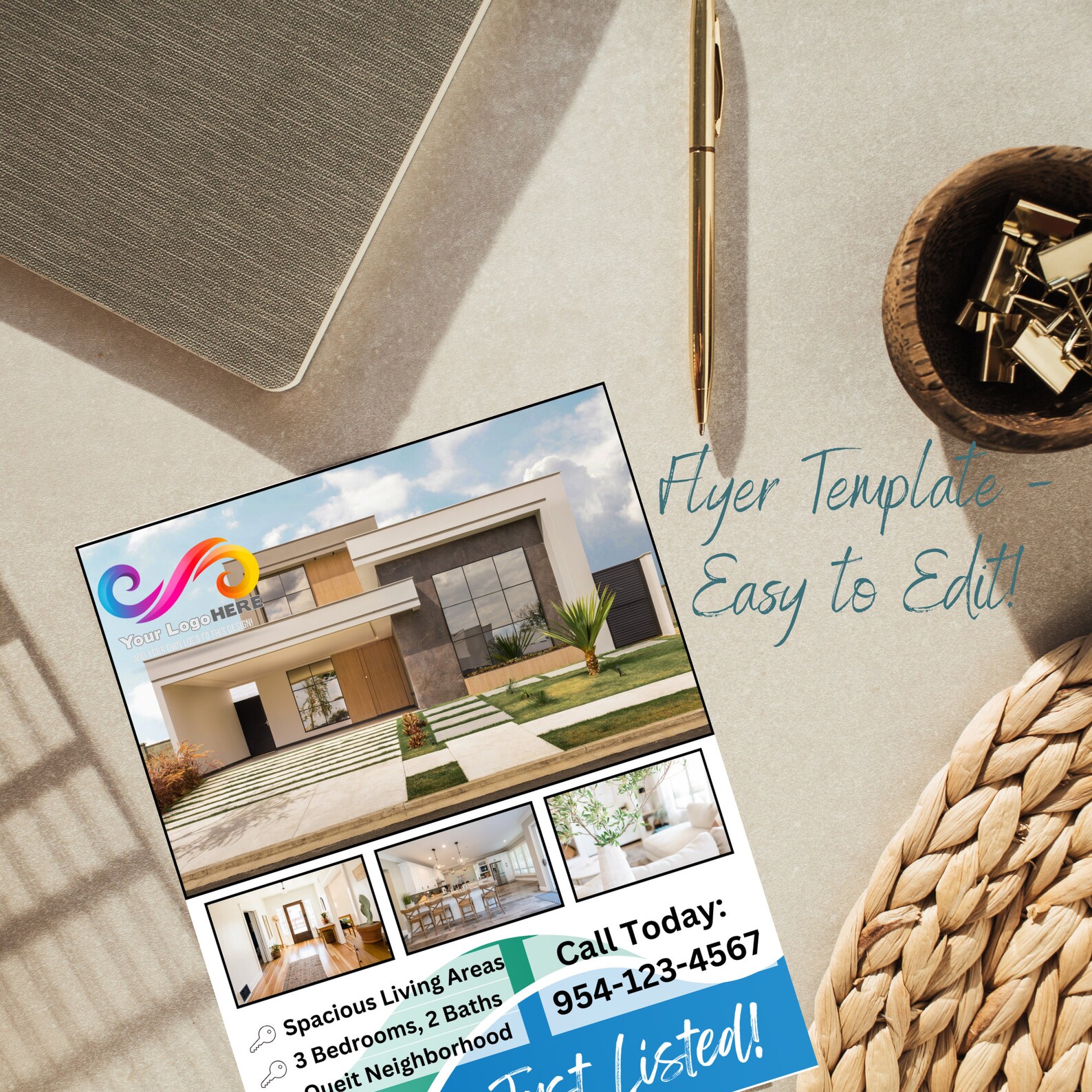 Just Listed Flyer Template for Real Estate Agents - Edit in Canva. - Etsy
