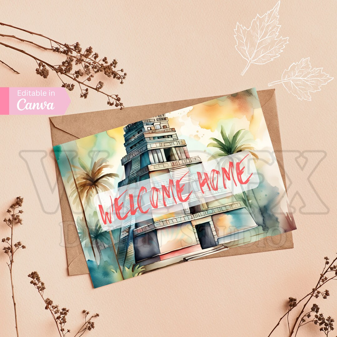Travel Agent Watercolor Welcome Home Postcards, 9 Card Bundle, Edit in ...