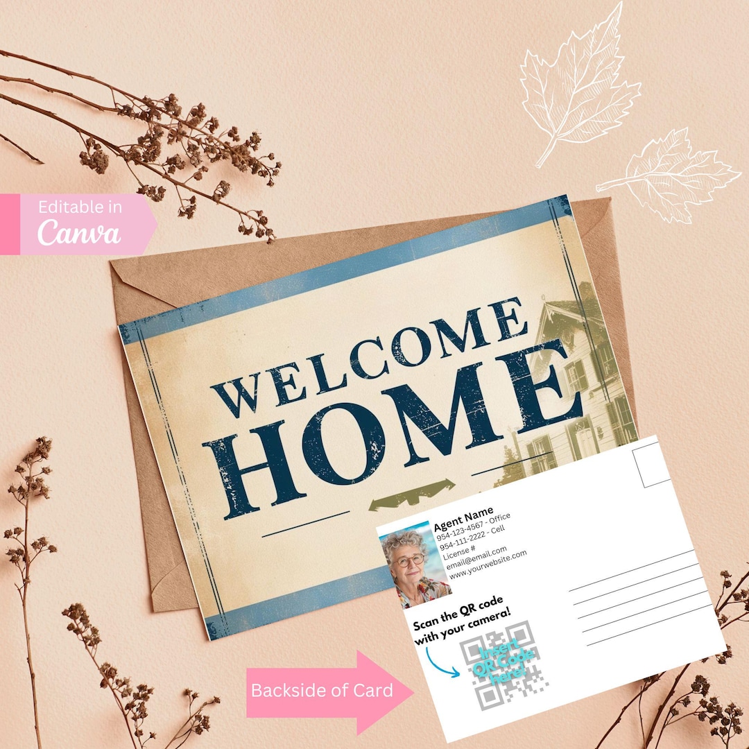 Welcome Home Postcard Set: Travel Agent & Realtor Marketing (canva ...