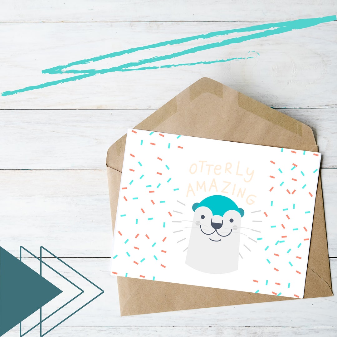 Otter Thank You Card: Editable Note Card Template (canva) - Etsy