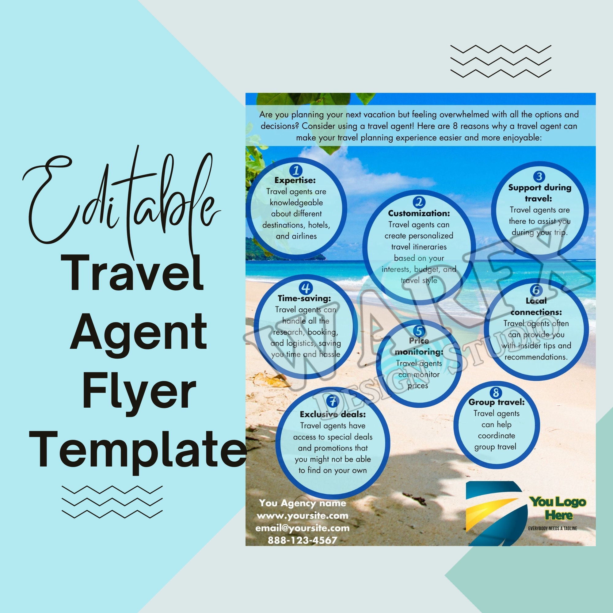 8 Reasons to Use a Travel Agent Flyer Template, Canva, Editable ...