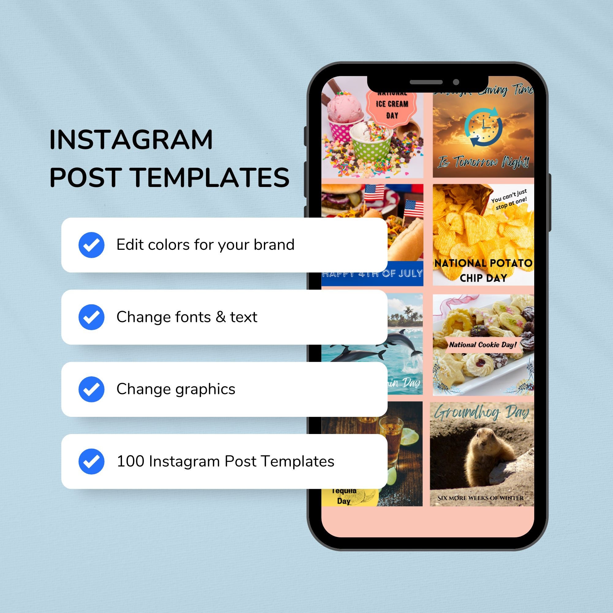 US National Days Instagram Post Templates: Canva Editable - Etsy