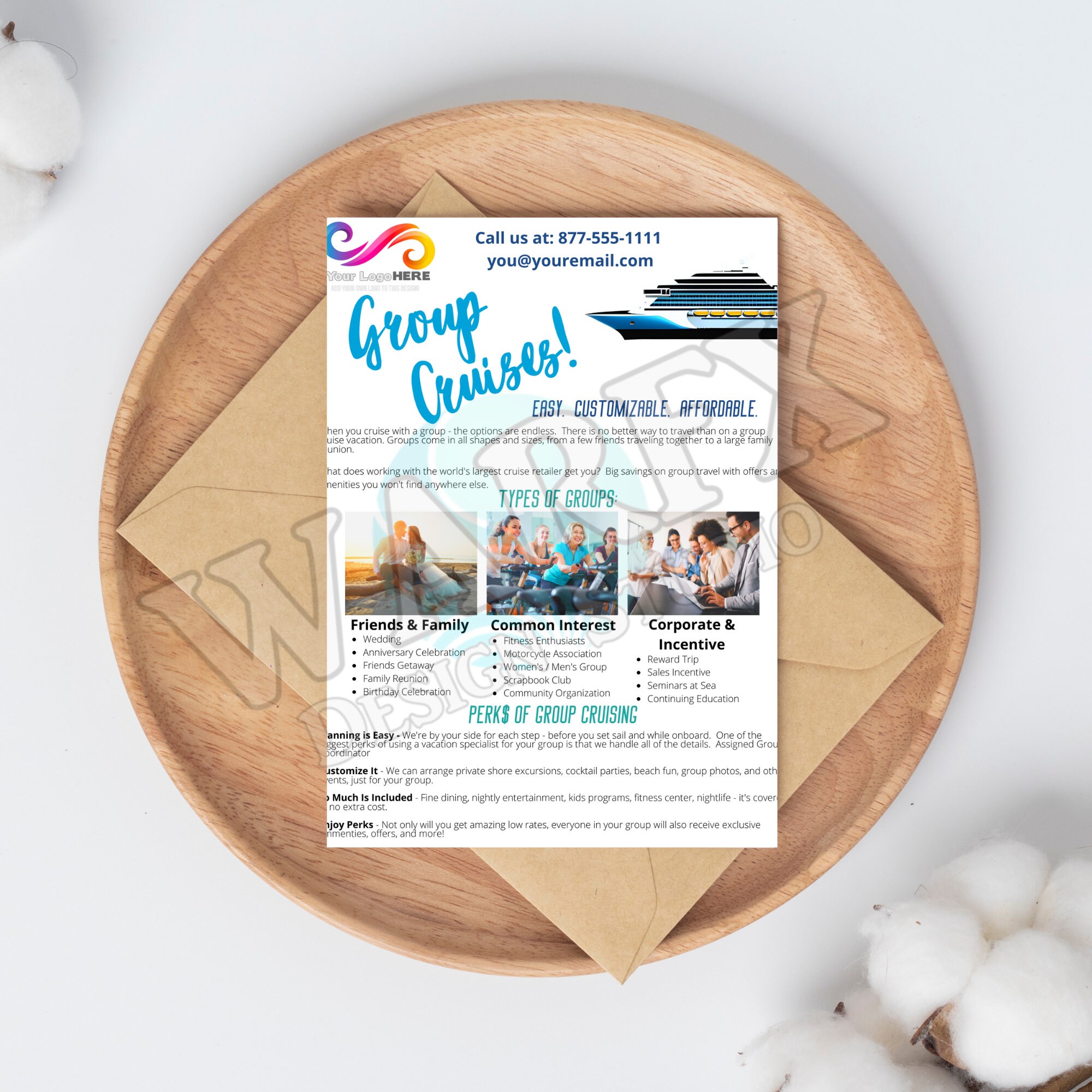 Travel Agent Group Cruise Benefits Flyer Template, Marketing, Edit in ...