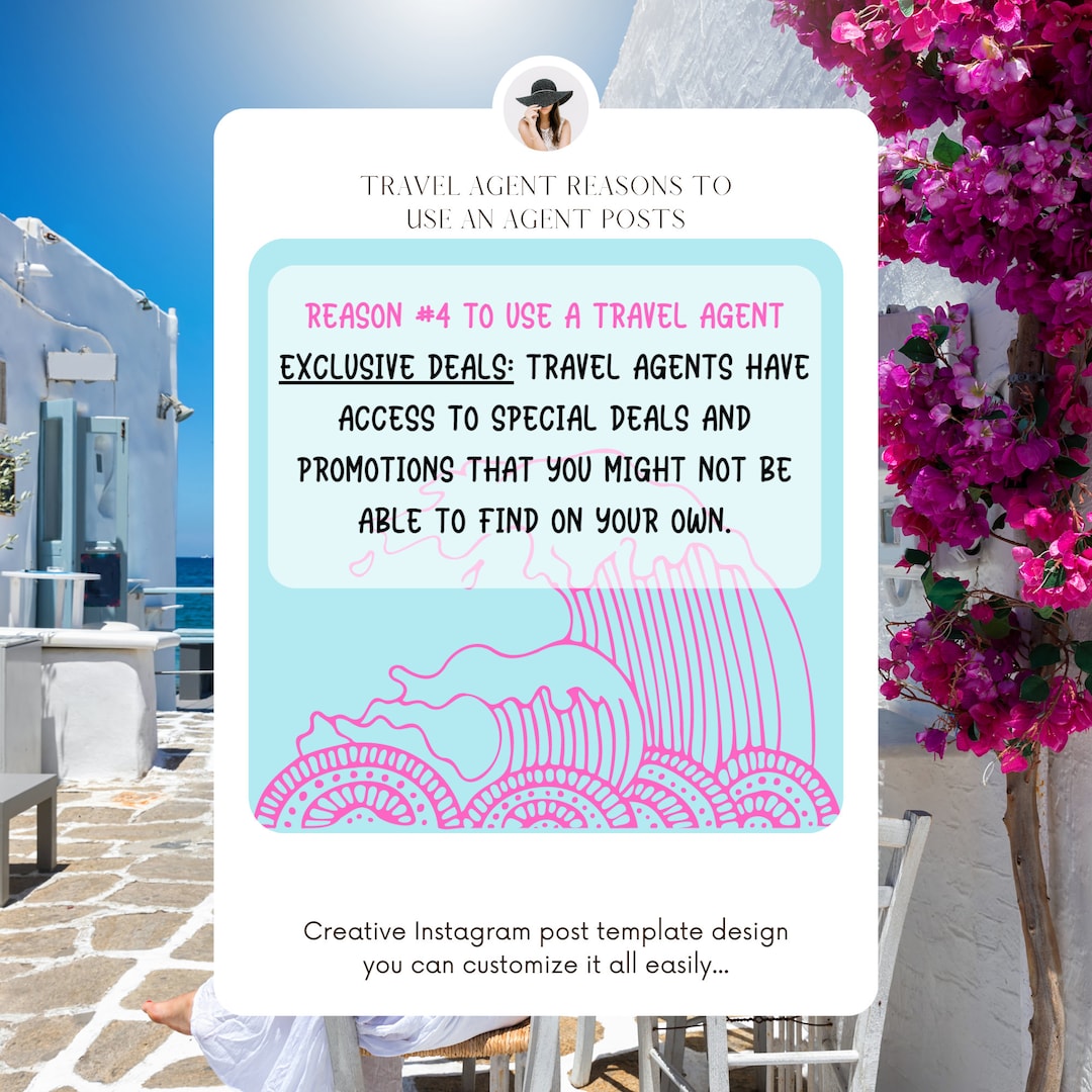 Reasons to Use a Travel Agent IG Posts, Instagram, Canva, Editable ...