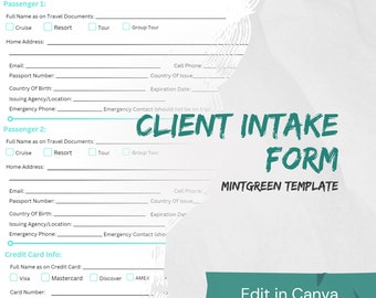 Client Intake Form for Travel Agents, Fillable & Printable, Simple ...
