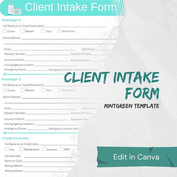 Client Intake Form Travel Agent - Etsy UK