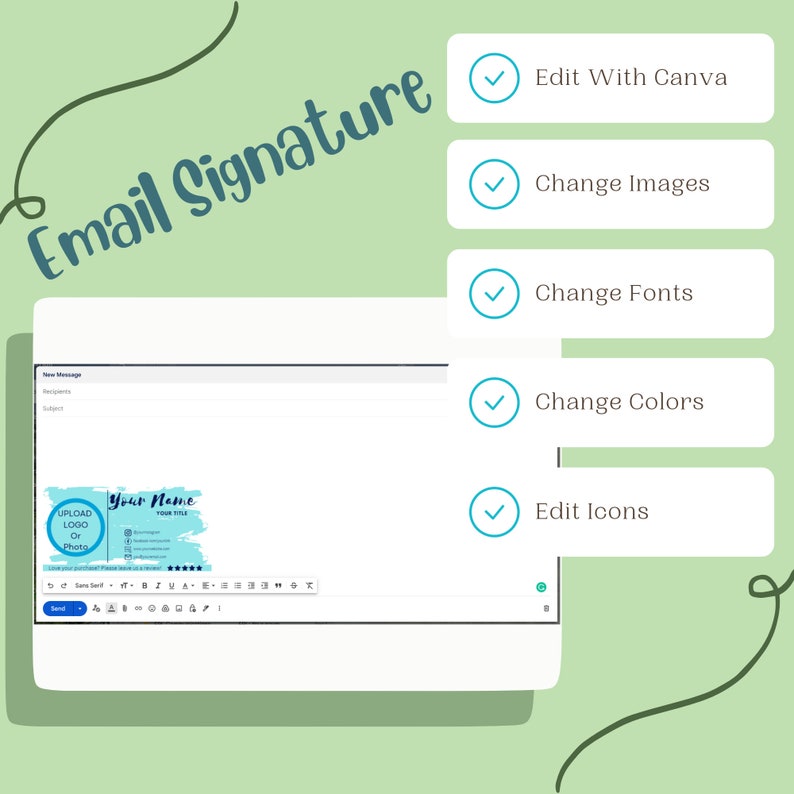 Business Email Signature Template | Blue Swoosh | Linkable | Editable ...
