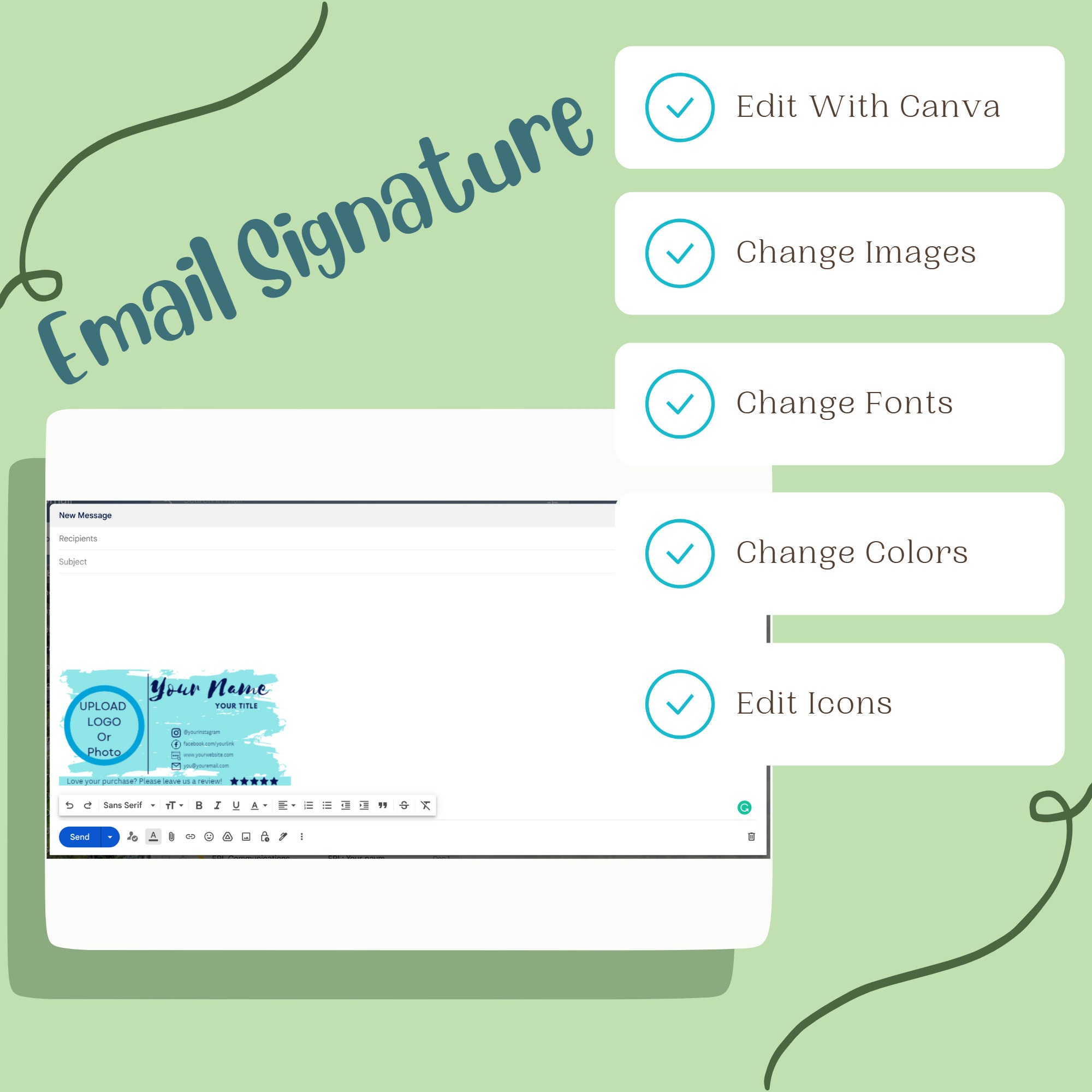 Business Email Signature Template | Blue Swoosh | Linkable | Editable ...