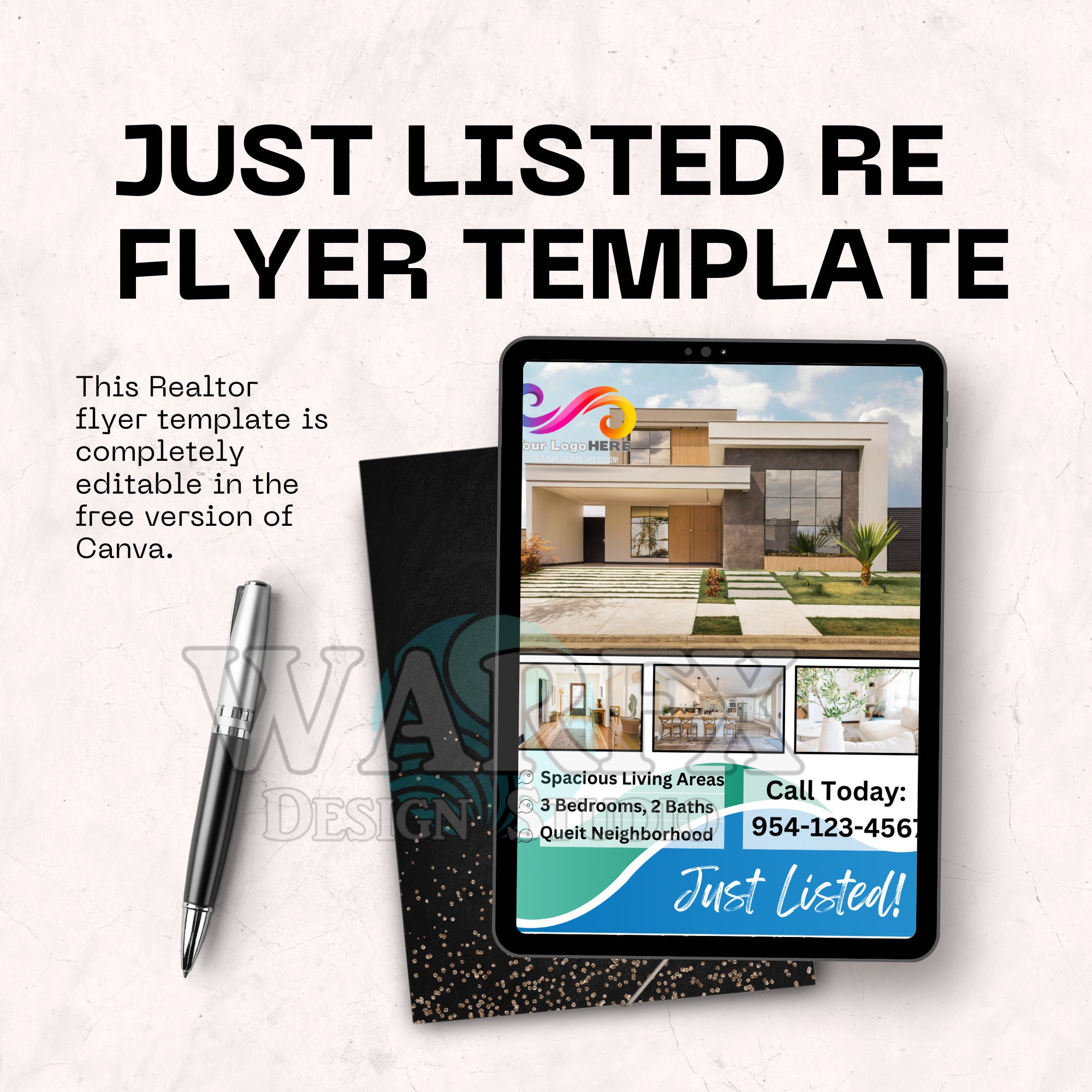 Just Listed Flyer Template for Real Estate Agents - Edit in Canva. - Etsy