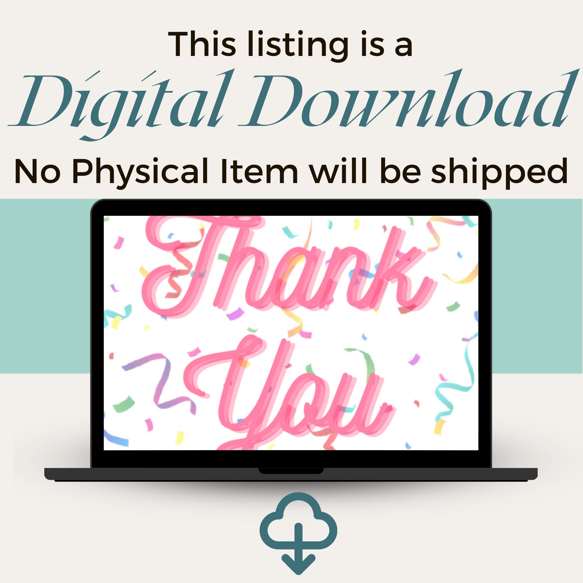 Thank You Note Card Confetti Canva Editable Digital 5.5x4.25 Single ...